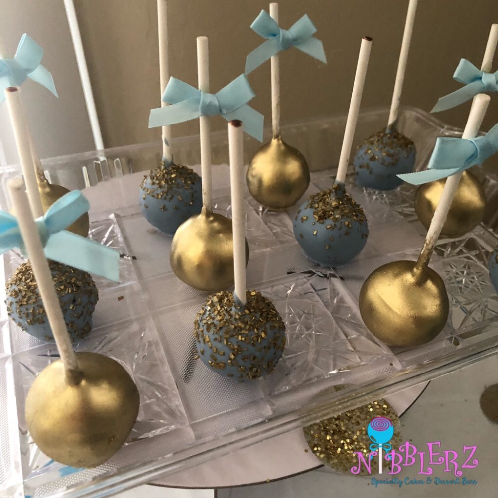 It’s A Boy! Blue and Gold themed Cake Pops – Nibblerz Desserts